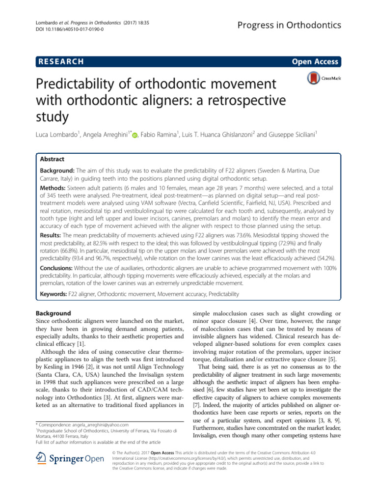 Predictibilidad Alineadores | PDF | Orthodontics | Human Tooth