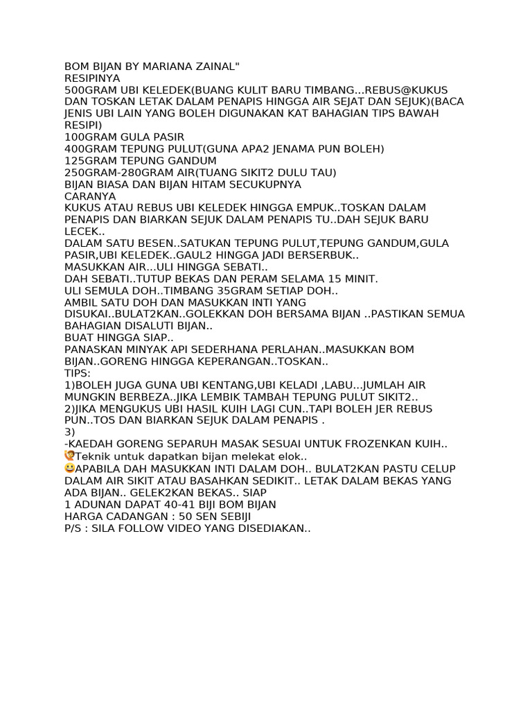 BOM BIJAN BY MARIANA ZAINAL | PDF