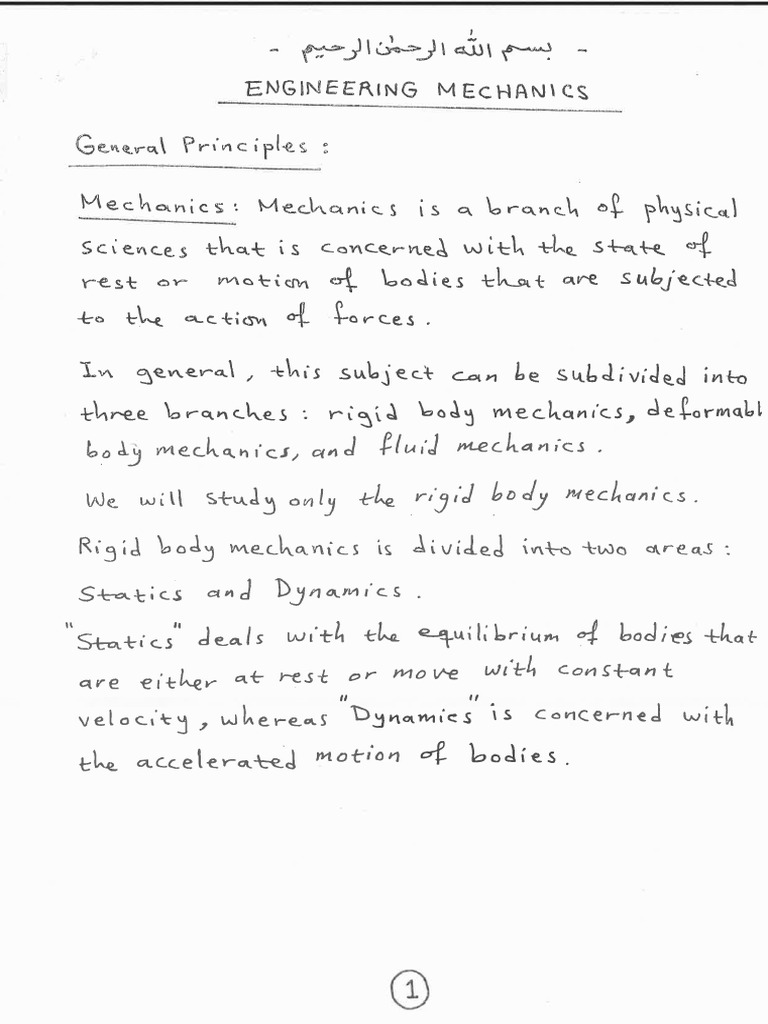 Engineering Mechanics Lecture Notes 165 | PDF