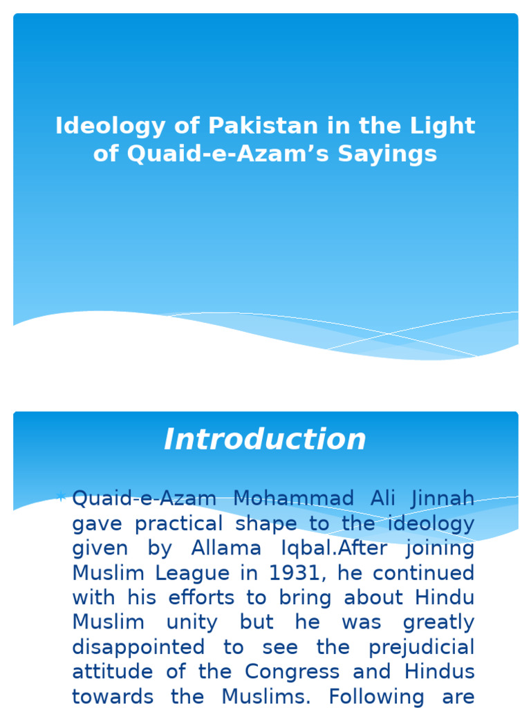 Ideology of Pakistan and Quaide Azam | PDF | Muhammad Ali Jinnah | Two ...