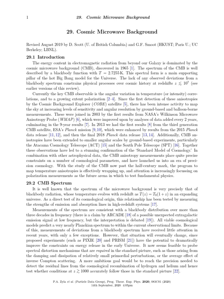 rpp2020-rev-cosmic-microwave-background | PDF | Cosmic Microwave Background | Inflation (Cosmology)