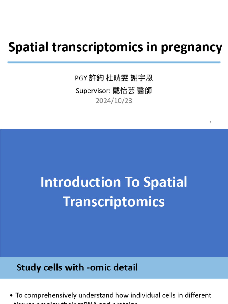 Spatial Transcriptomics in Pregnancy | PDF | Transcriptome | Proteomics