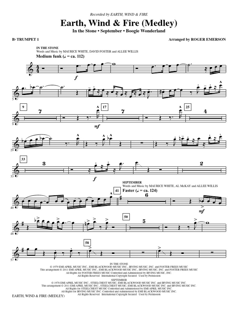 Earth Wind Fire Medley BB Trumpet 1 | PDF