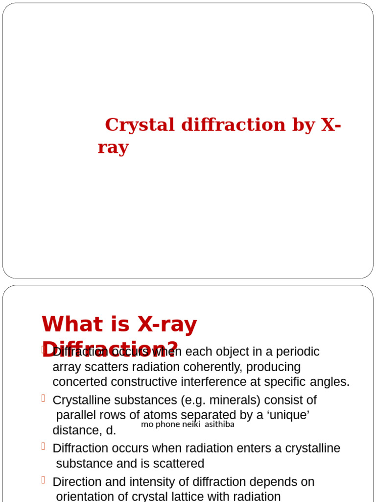 X-Ray Diffraction for Crystallography | PDF | X Ray Crystallography | Diffraction