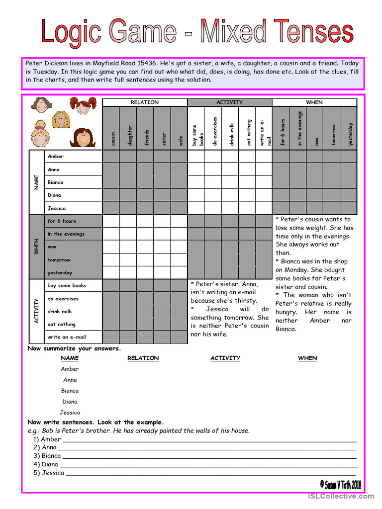 Logic Game (5th) - Mixed Tenses - With Key - For Pre-Intermediate and ...