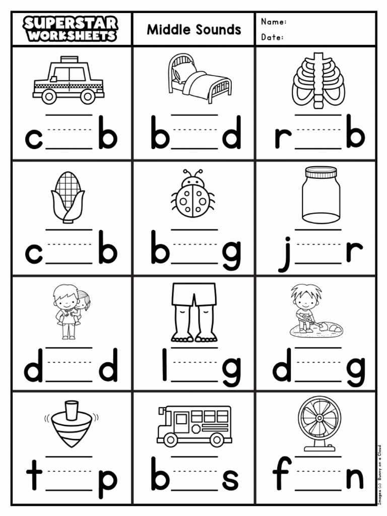CVC Middle Sound Worksheets | PDF