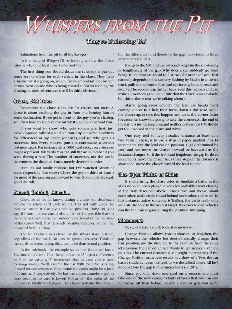 Whispers From The Pit #05 - Chase Rules | PDF