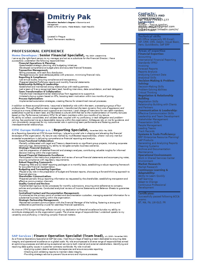 CV_Dmitriy_Pak_2024 (1) | PDF | Customer Relationship Management | Leadership