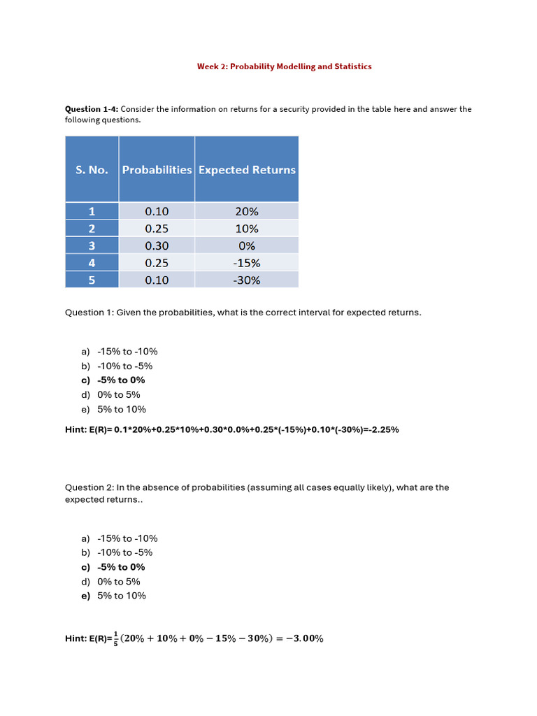 Week 2 solution | PDF | Standard Deviation | Variance