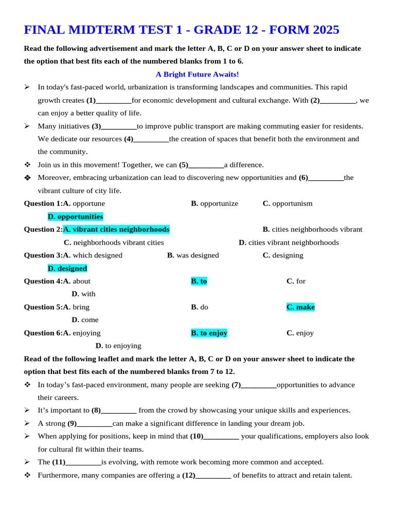 Final Midterm Test 1 | PDF | Nelson Mandela | Sustainability