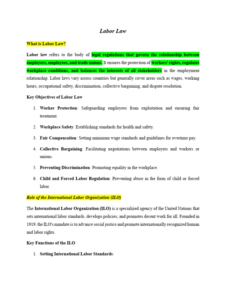 Labor Law | PDF | Labour Law | International Labour Organization
