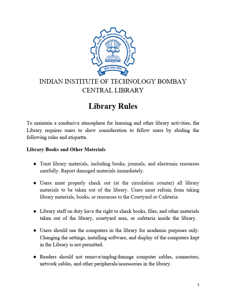 Library Rules and Regulations Overview | PDF | Libraries