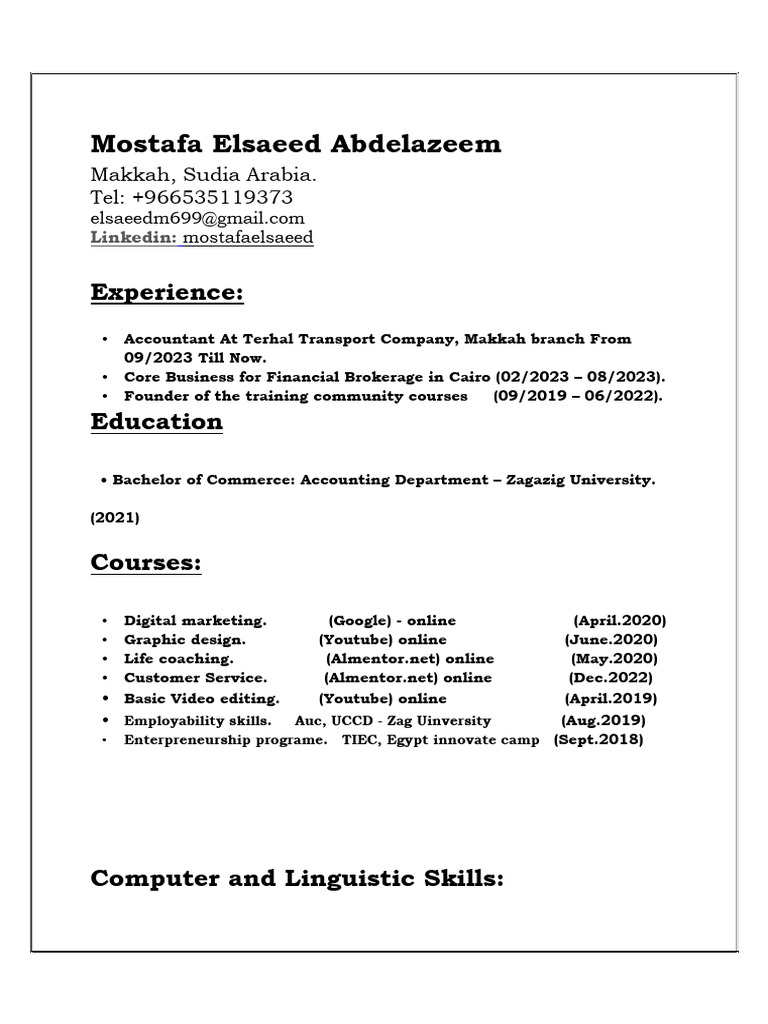 CV Mostafa | PDF