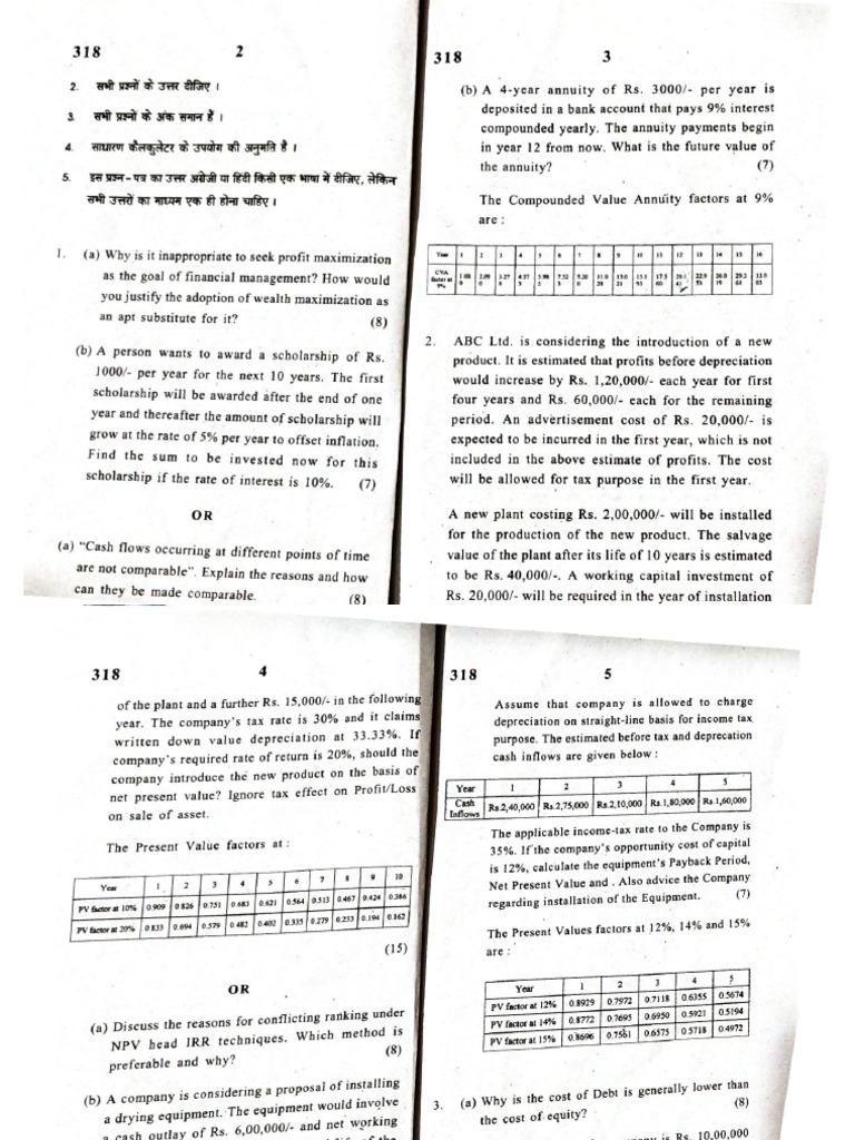 Regular Bcom Program FM Question Paper | PDF