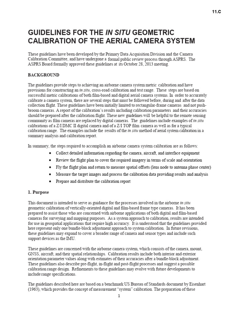 Final Guidelines For The in Situ Geometric Calibration of The Aerial ...