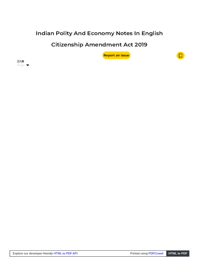 Citizenship Amendment Act 2019 | PDF