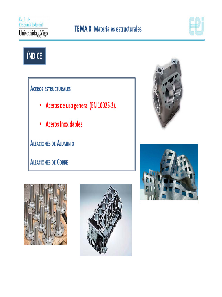 Tema 8. Materiales Estructurales | PDF | Acero inoxidable | Aleación