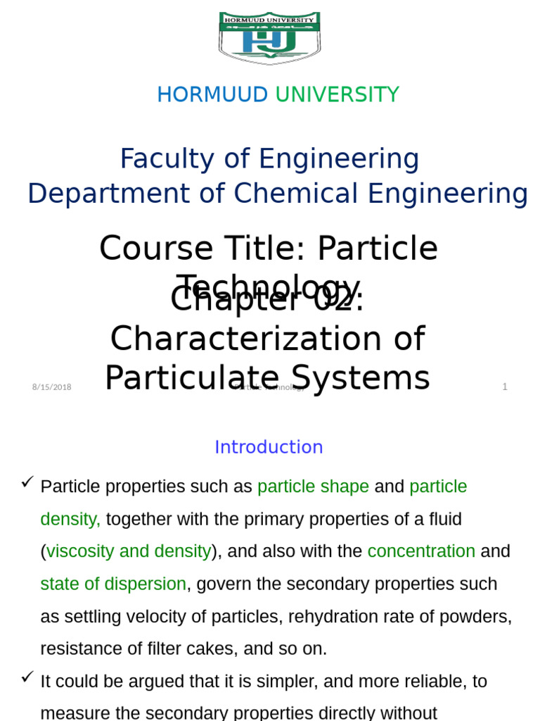 02 Particle Technology | PDF | Area | Particle Size Distribution