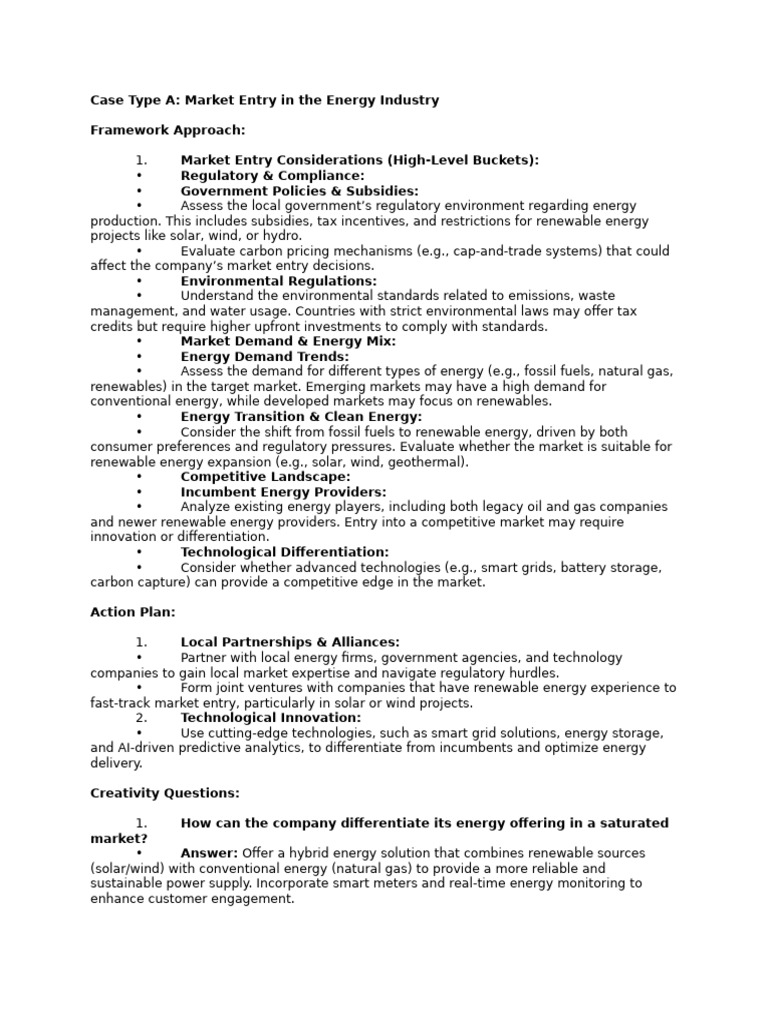 Energy Industry Case Types Structured Framework | PDF | Renewable ...