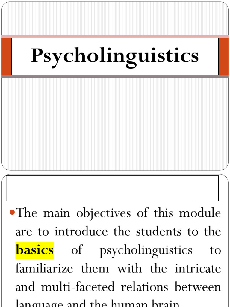 Introduction To Psycholinguistics Pdf Linguistics Speech