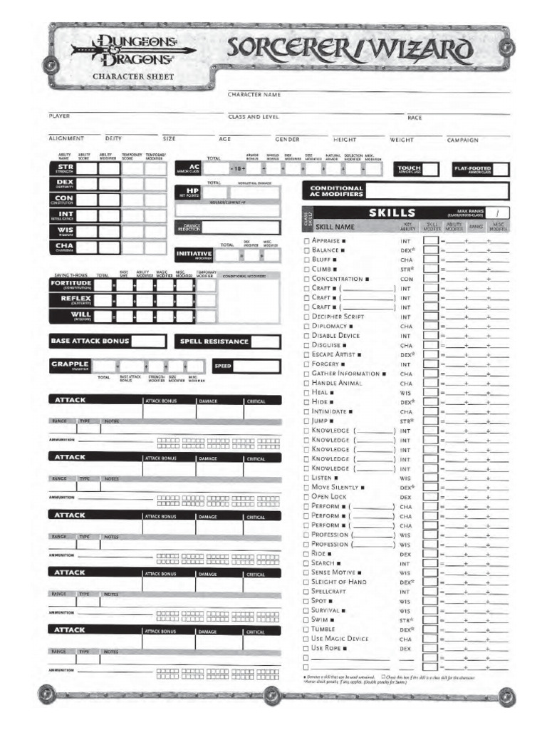 WotC Deluxe Character Sheets | PDF