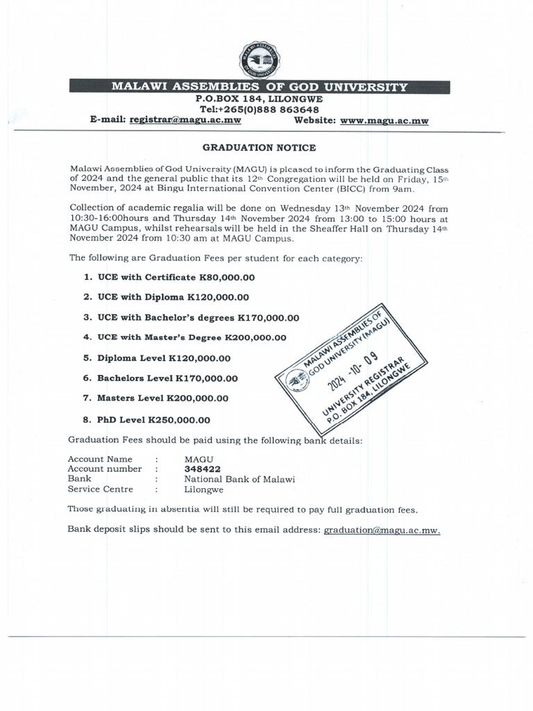 Graduation Notice 2024 | PDF