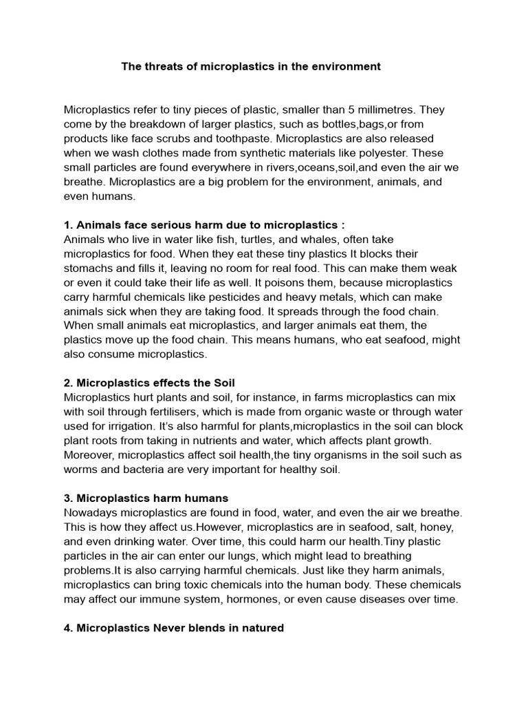 The Threats of Micro-Plastics in The Environment | PDF | Soil | Plastic