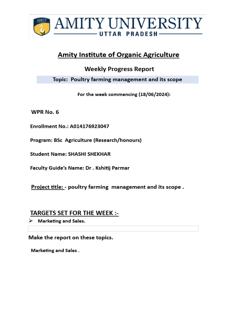 Poultry Farming Management and Its Scope WPR 6 | PDF