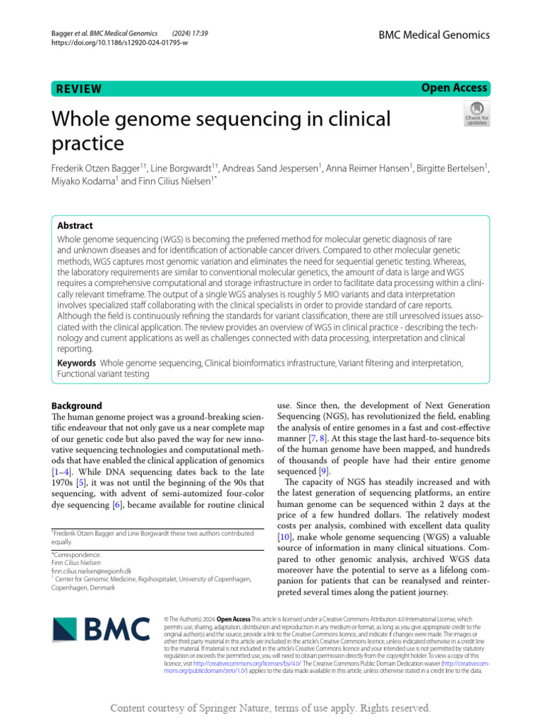 Whole Genome Sequencing in Clinical Practice | PDF | Dna Sequencing ...