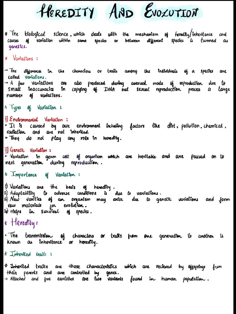 Heredity Notes | PDF | Heredity | Allele