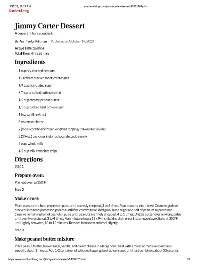Jimmy Carter Dessert | PDF