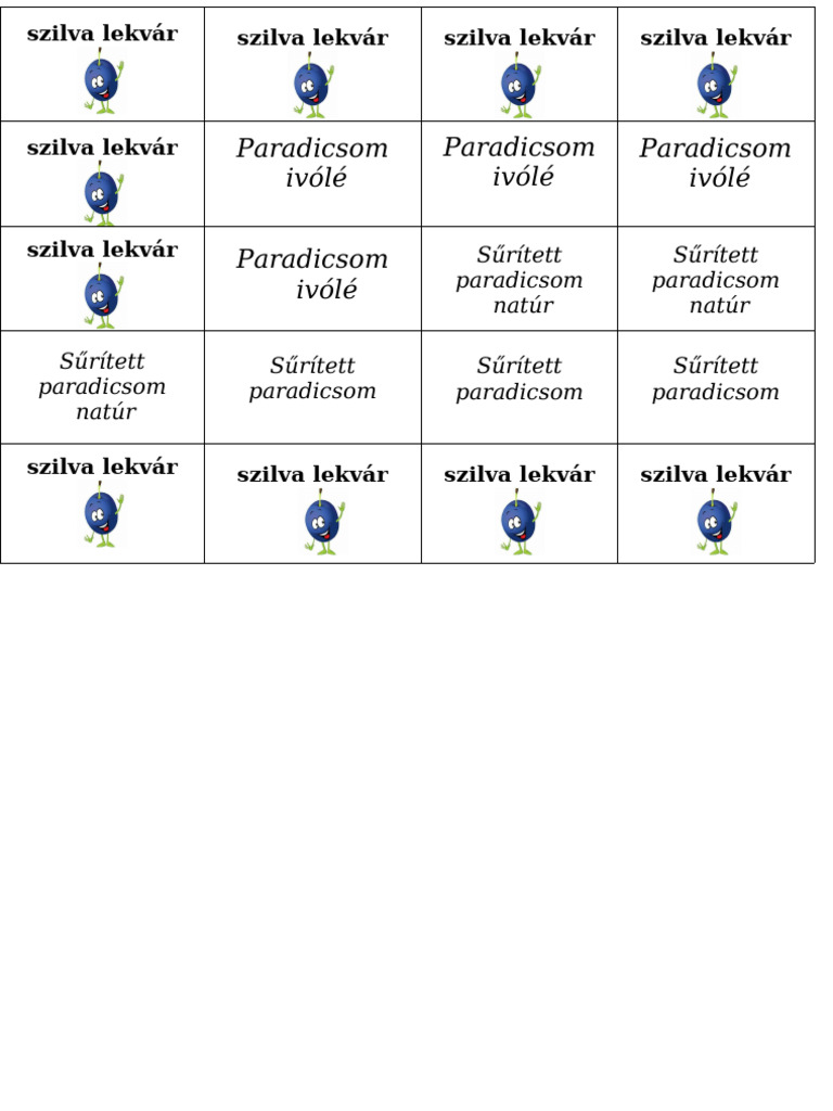 Szilva Lekvár Parad Ivólé Súrített Pari | PDF