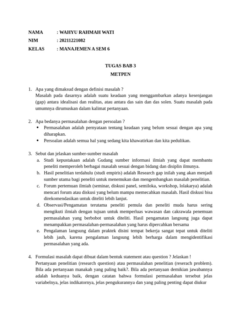 Soal Bab 3 Metpen | PDF