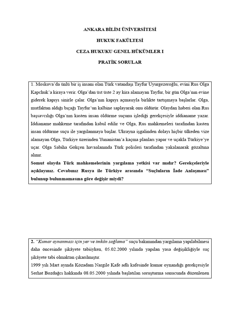 Ceza Hukuku I - Pratik 2024 | PDF