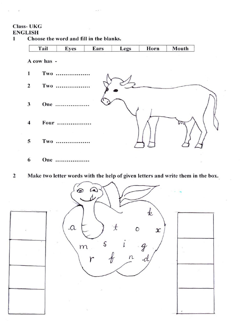 Class UKG Winter Break Home Work 2023 24 - Page 0001 | PDF