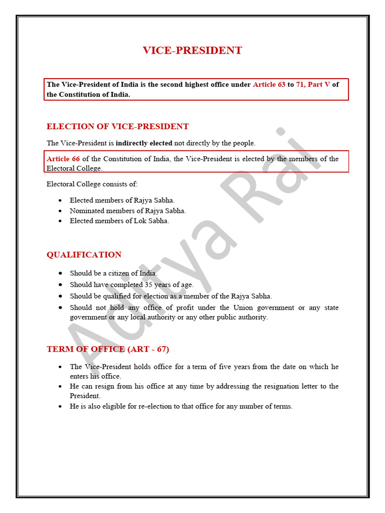 VICE - PRESIDENT | PDF | Presidencies | Government Of India