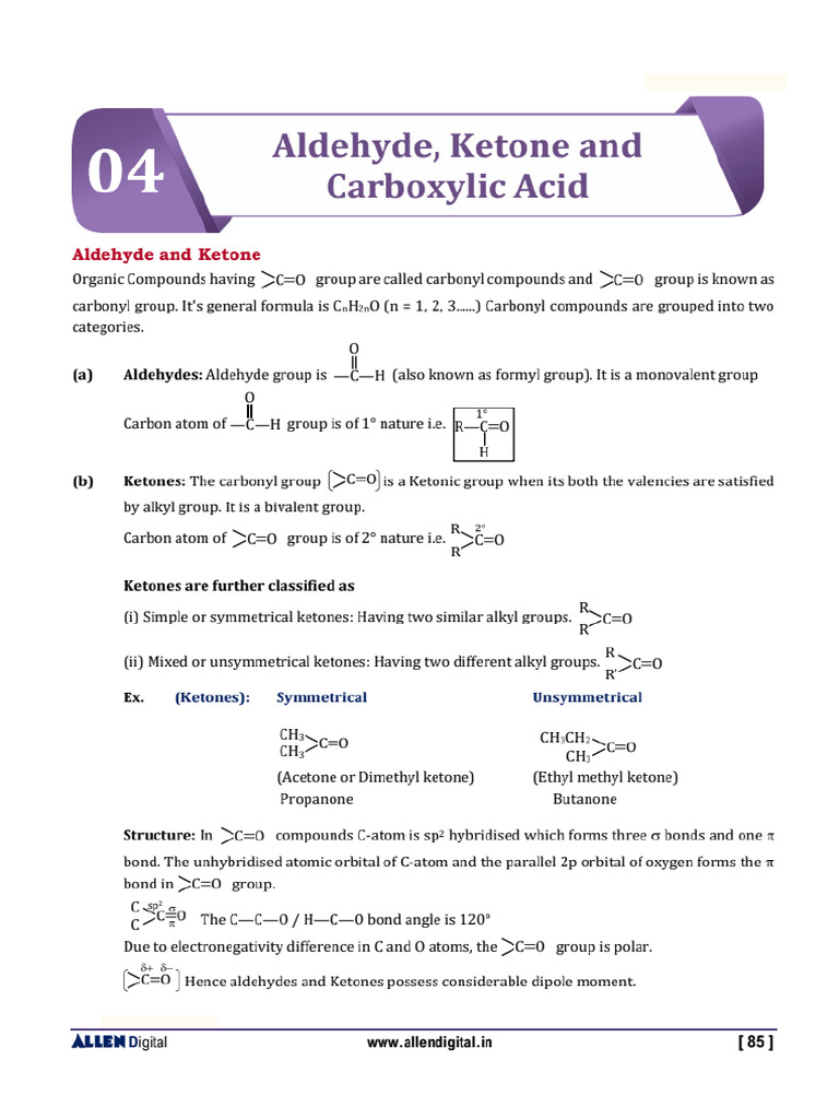 Aldehyde, Ketone & Carboxylic Acid | PDF
