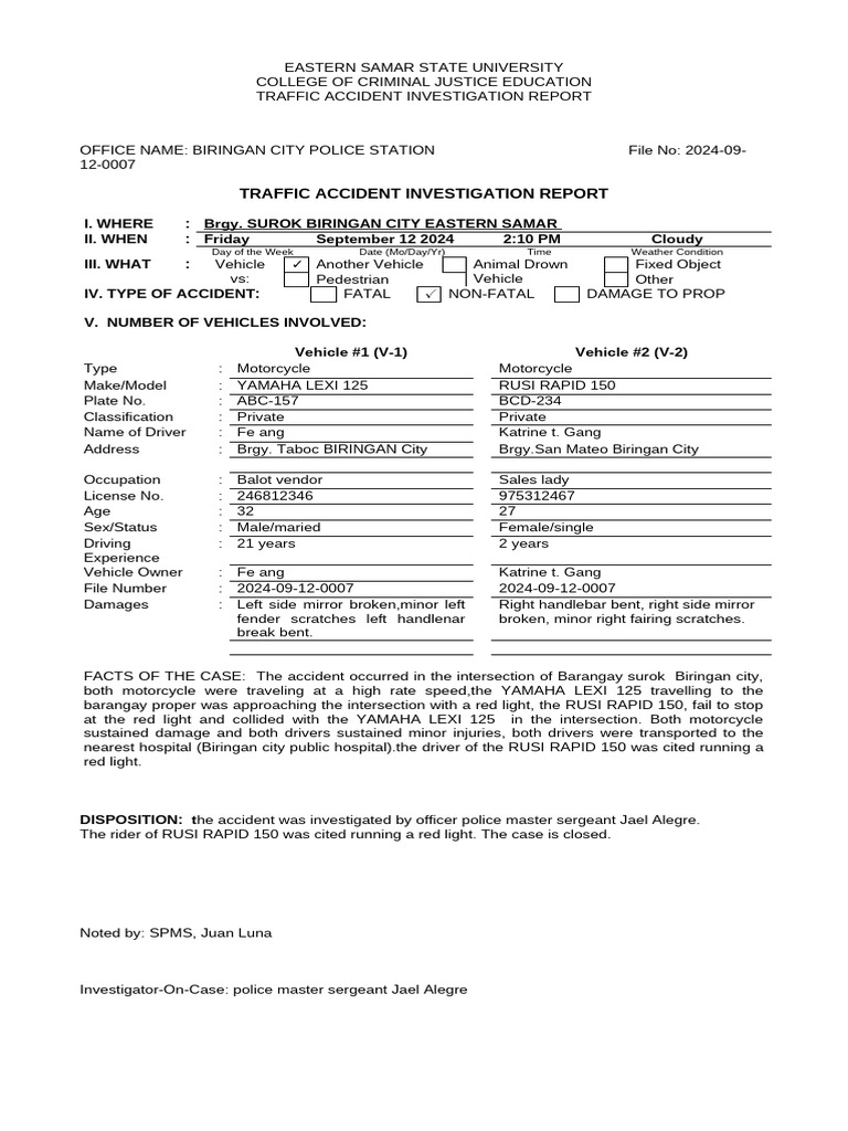 137496321-Traffic-Accident-Investigation-Report-Form (1) (1) | PDF ...