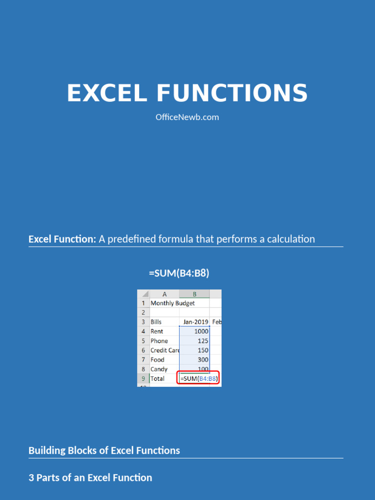 Understanding Excel Functions Basics | PDF