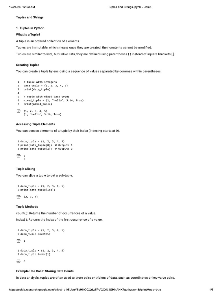 Tuples and Strings | PDF