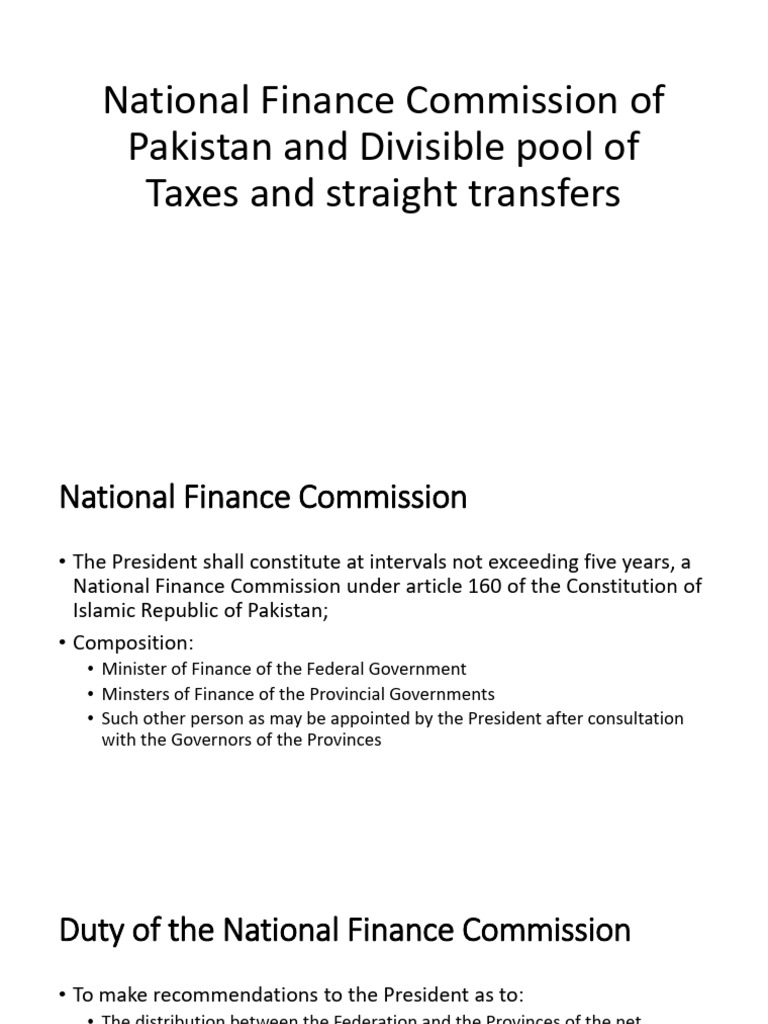 06-National Finance Commission | PDF | Taxes | Government Of Pakistan