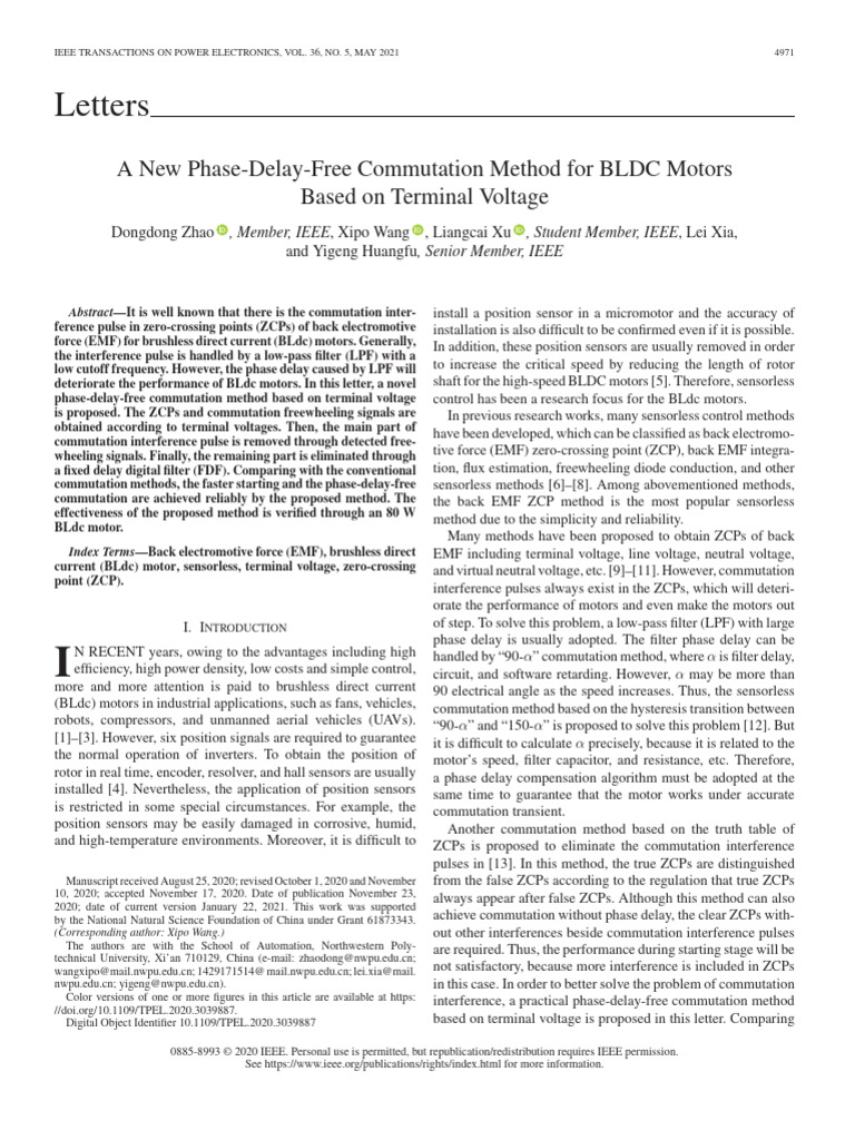 2021.05.T. A - New - Phase-Delay-Free - Commutation - Method - For - BLDC - Motors - Based - On ...