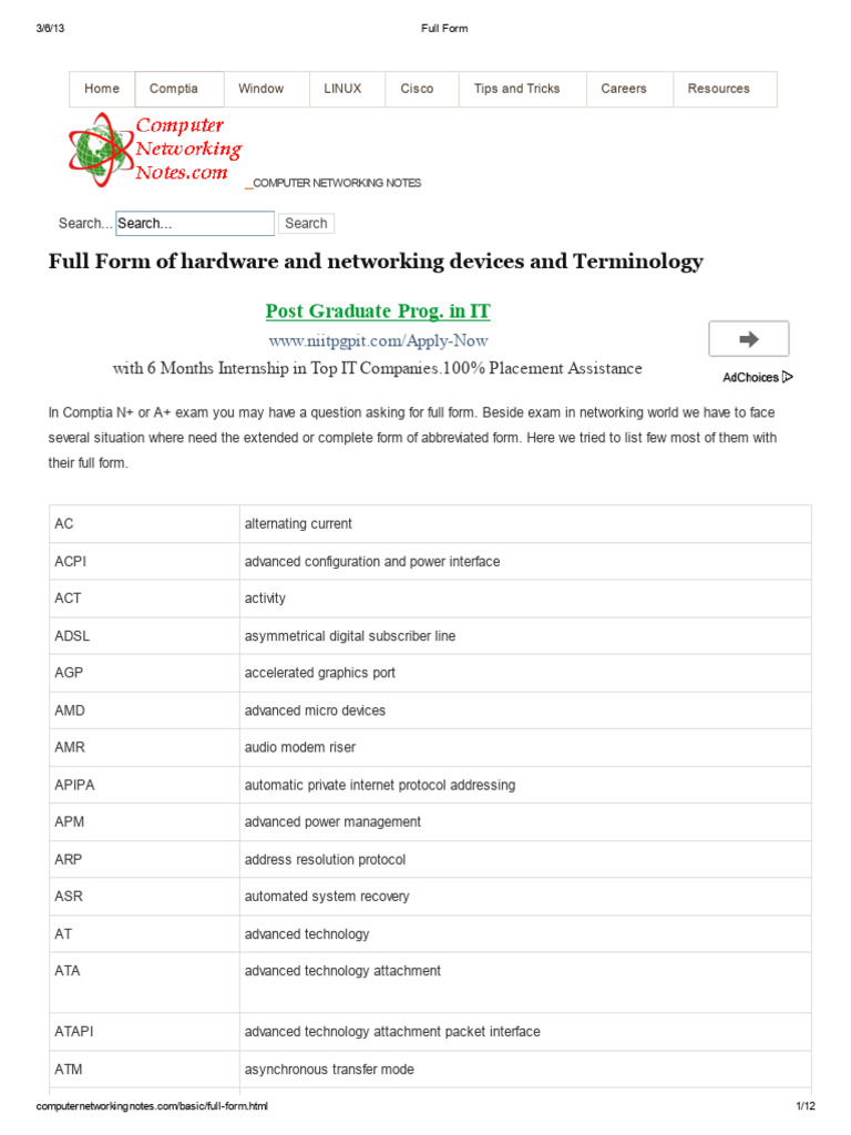 Full Form of Computer Devices | PDF | Dynamic Random Access Memory ...