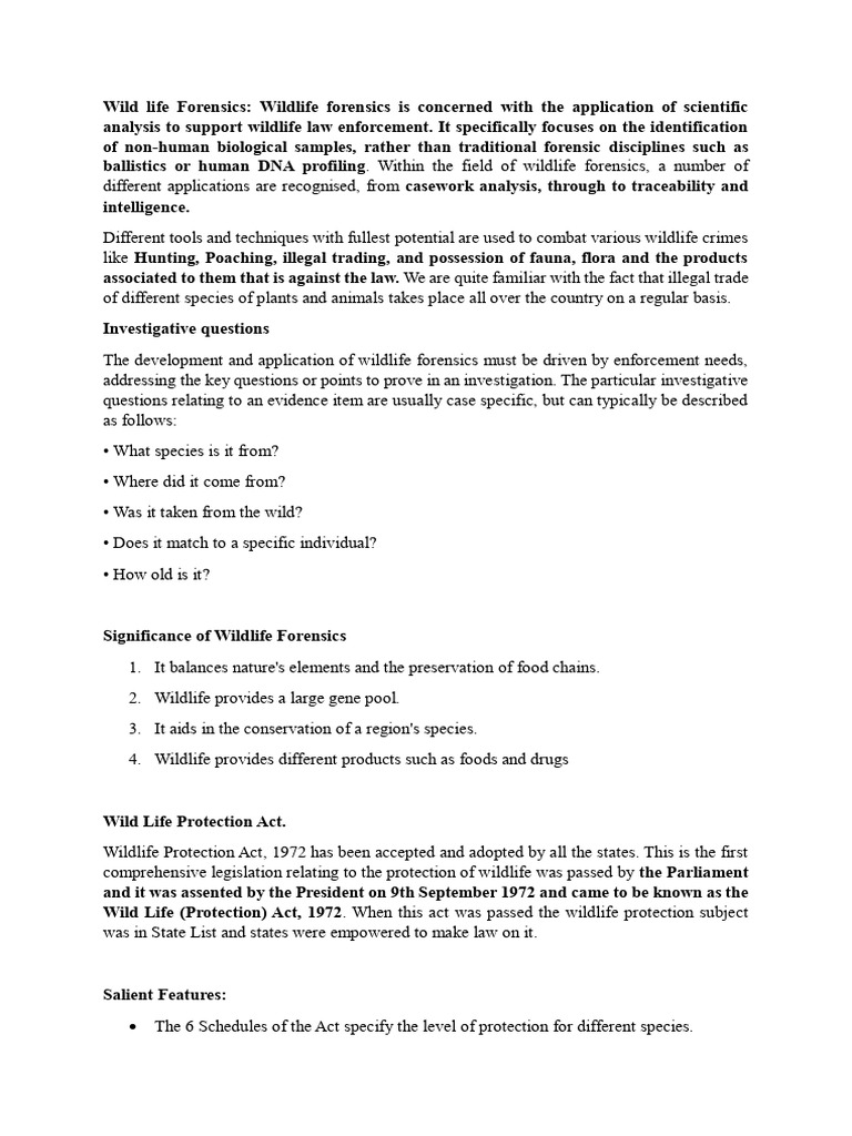 Unit-4 - Wild Life Forensics | PDF | Wood | Dna Profiling