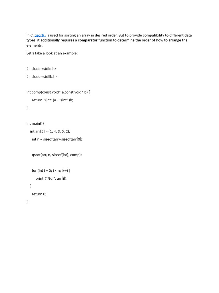 Qsort C Language | PDF