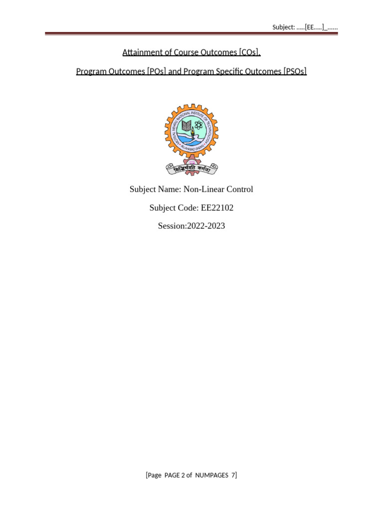 Non-linear Control 2022 - 2023 | PDF | Data Acquisition | Electronics
