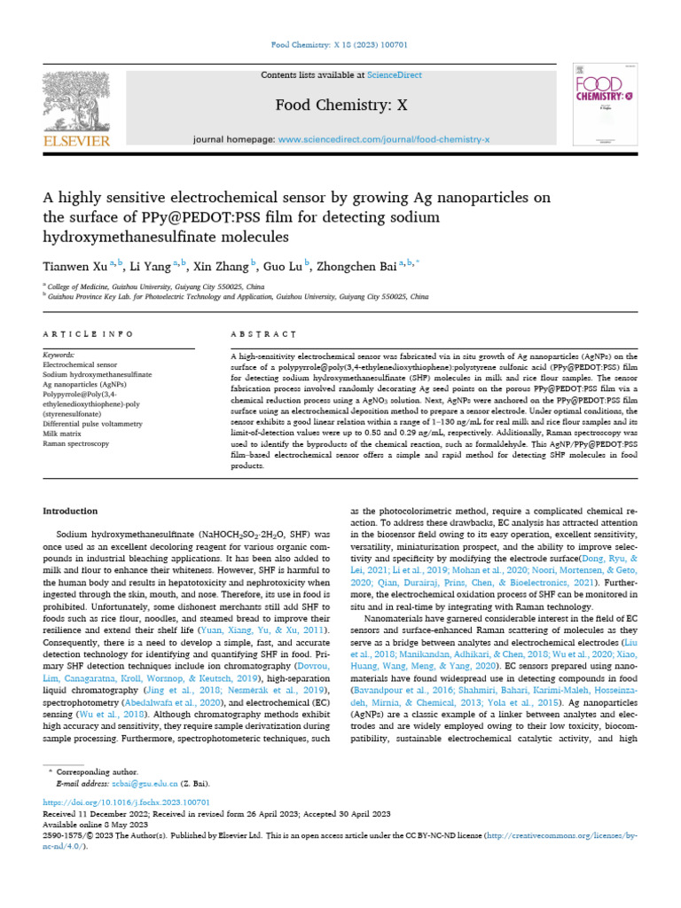 A Highly Sensitive Electrochemical Sensor by Growi | PDF ...