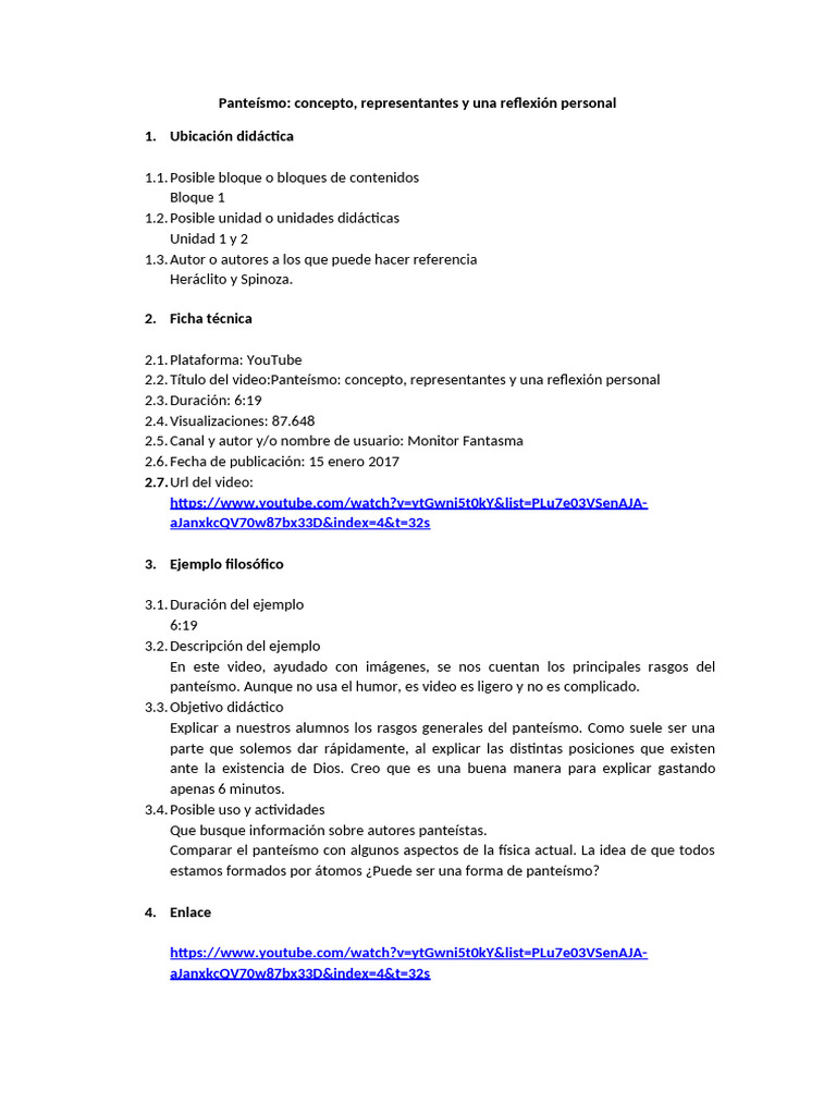 Panteísmo Concepto Representantes y Una Reflexión Personal | PDF