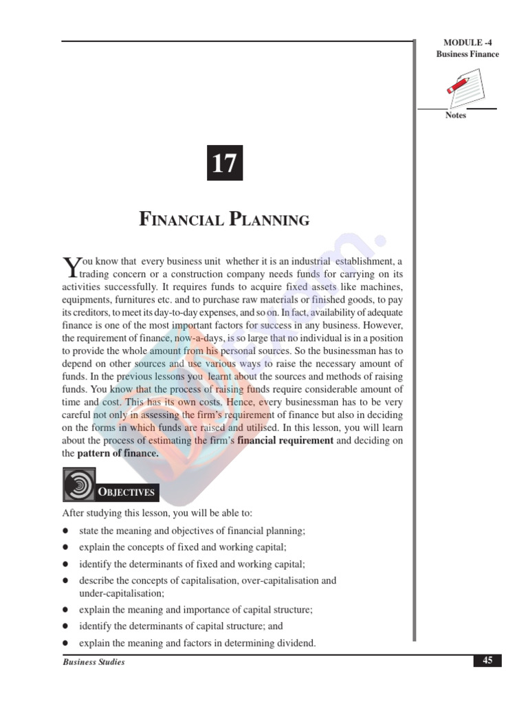 Financial Planning | PDF | Capital Structure | Financial Capital