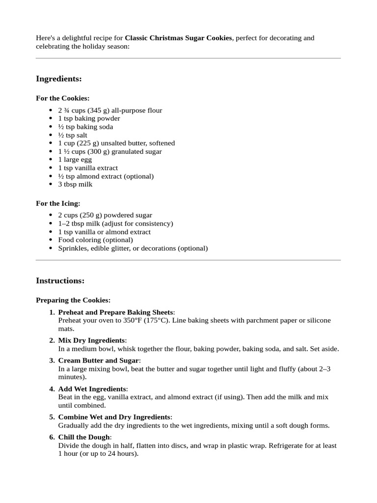 Christmas Cookie Recipe | PDF | Baking | Icing (Food)